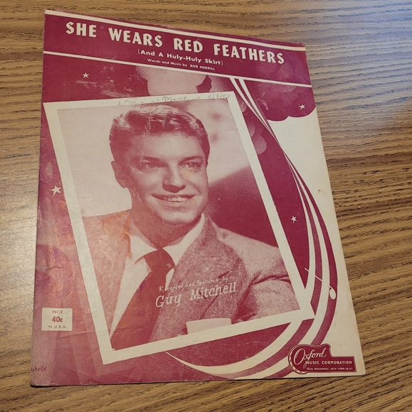 sheet music | Other | She Wares Red Feathers Guy Mitchell 952 Vintage ...